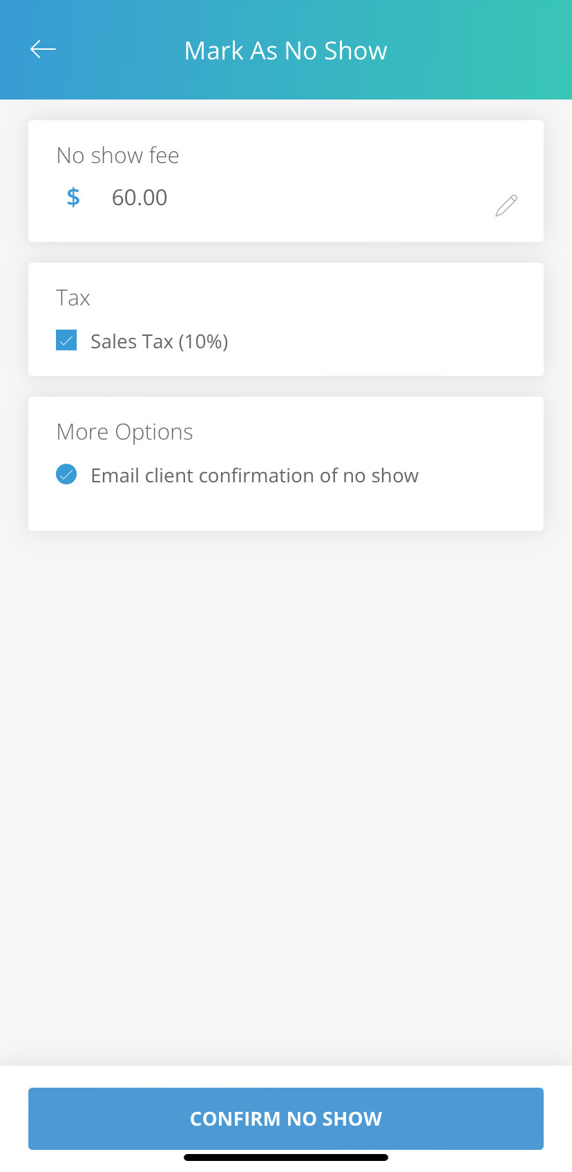 Marking client no-shows in the mobile app – ClinicSense