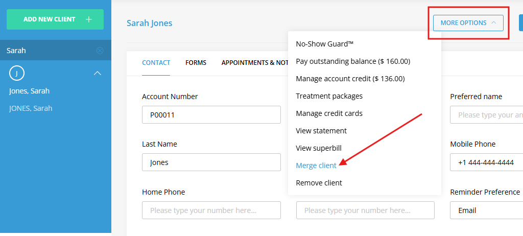 How to easily merge duplicate client files – ClinicSense