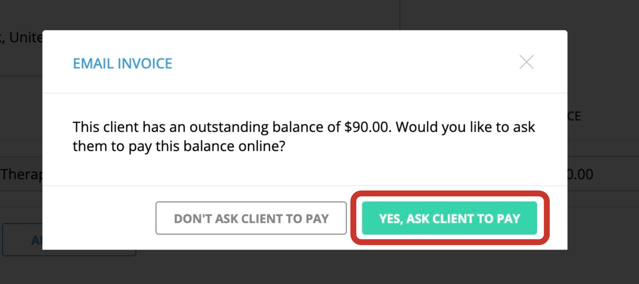 How to send a request for payment to a client – ClinicSense