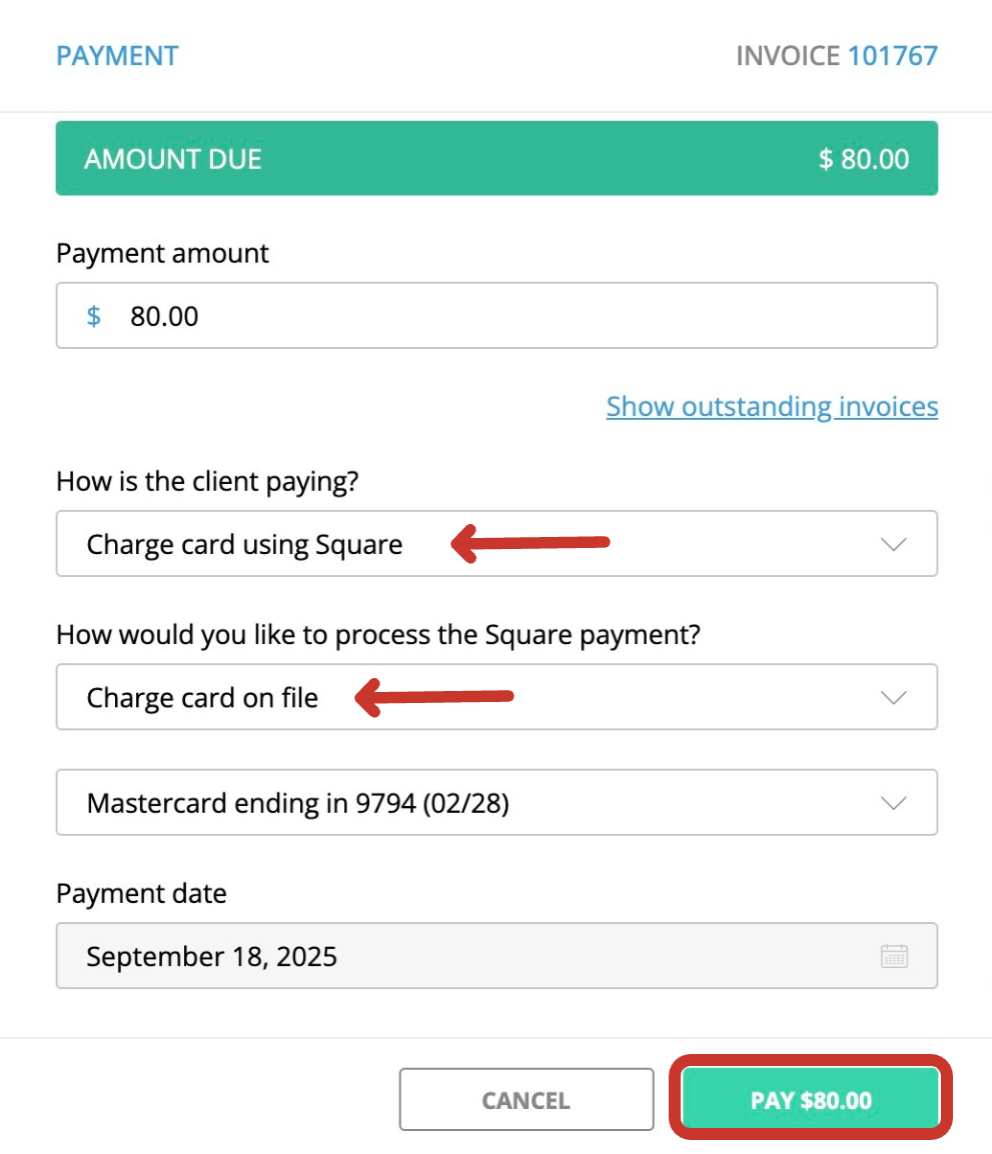 Using on-file credit cards to pay invoices – ClinicSense